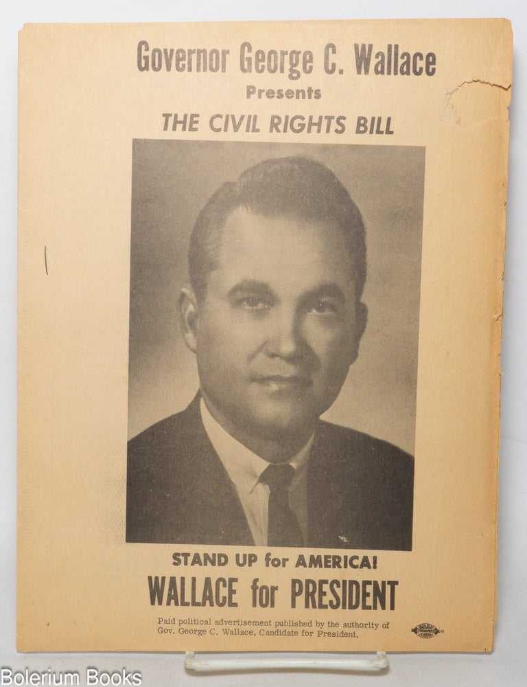 Governor George C. Wallace presents the civil rights bill | George C ...