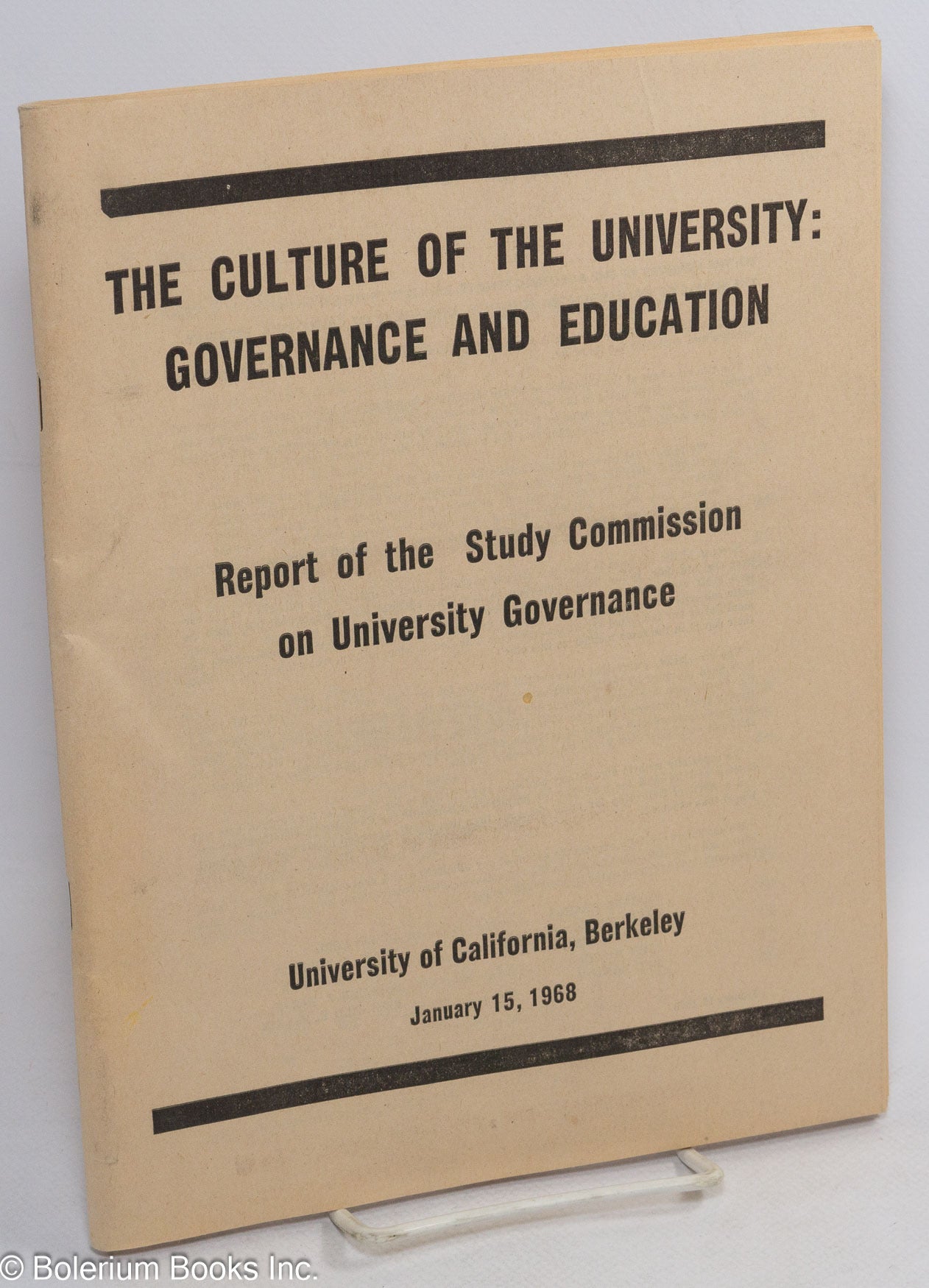The culture of the university: governance and education. Report of the ...