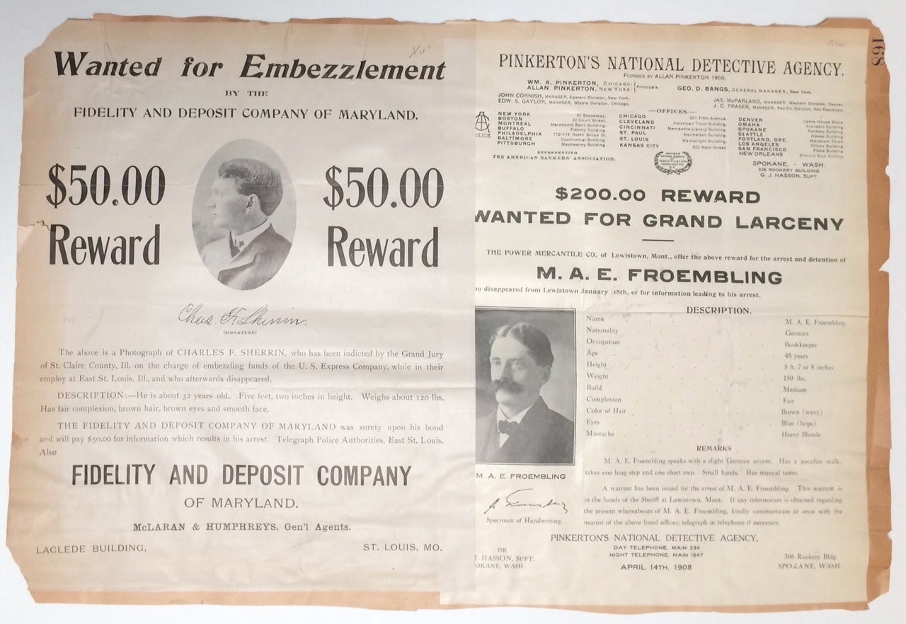 Wanted poster for a gambler who killed a Chinese laundryman in Lorain ...