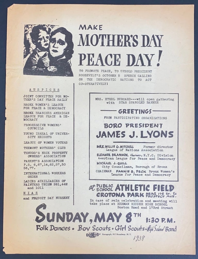 Make Mother's Day Peace Day! handbill