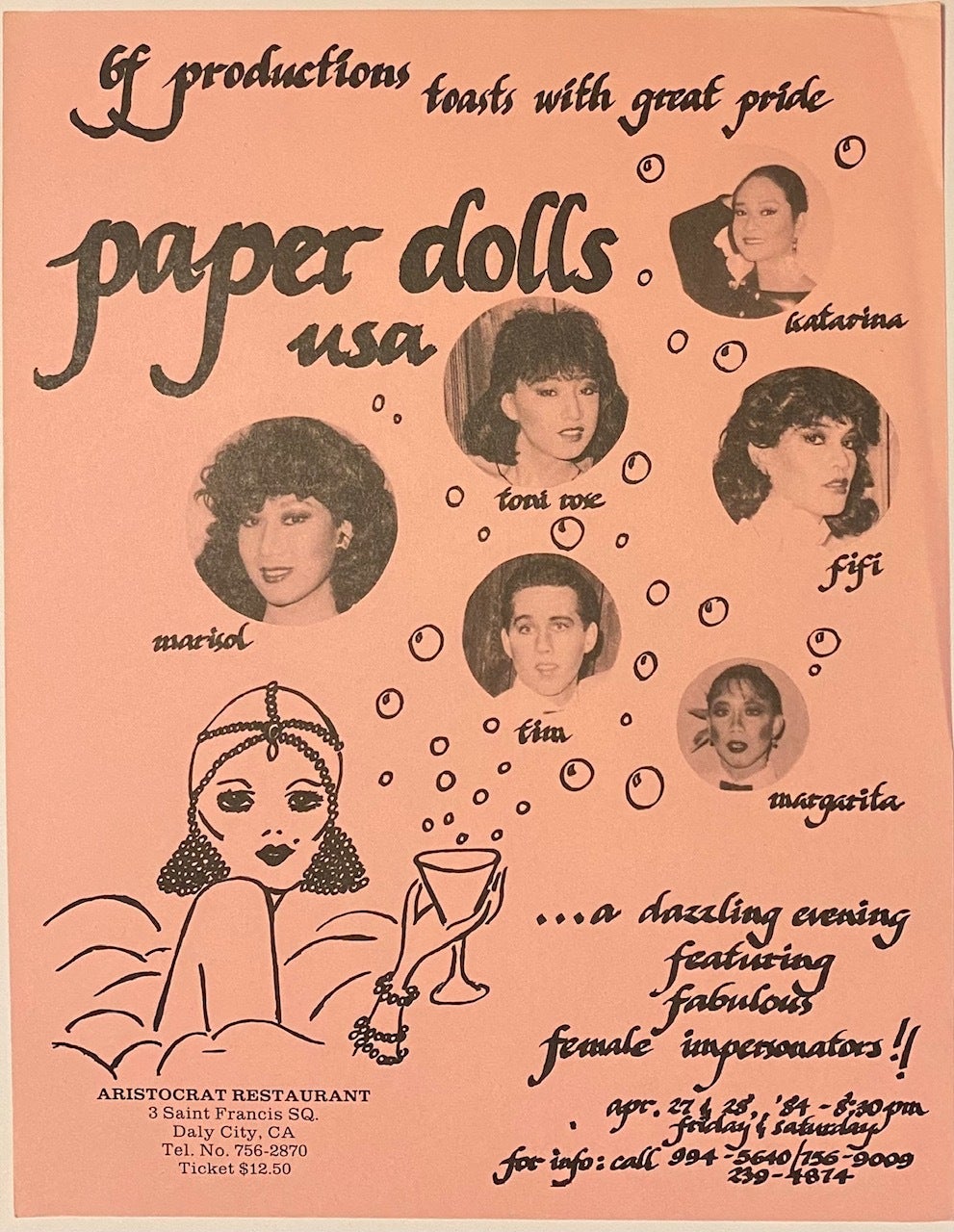 Gf productions toasts with great pride Paper Dolls USA handbill