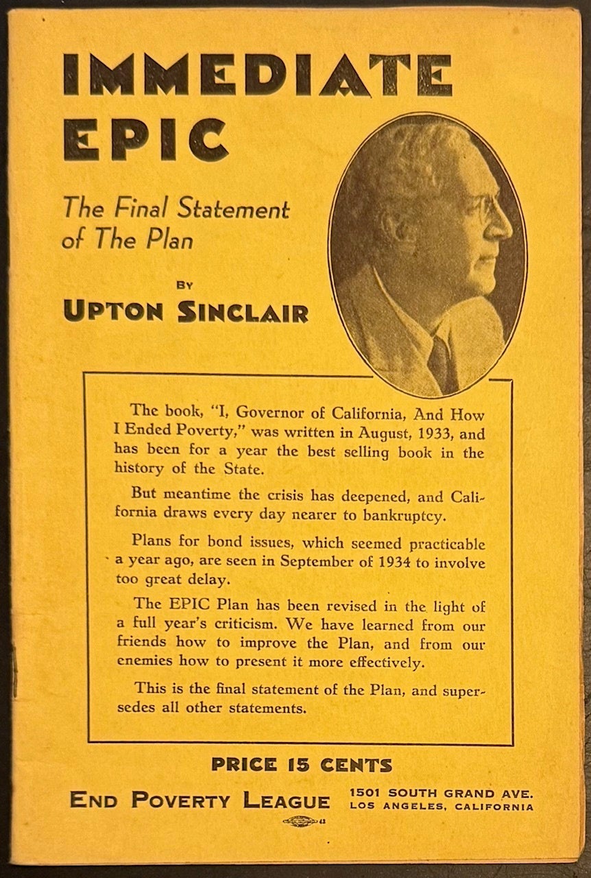Immediate EPIC; The Final Statement of the Plan | Upton Sinclair