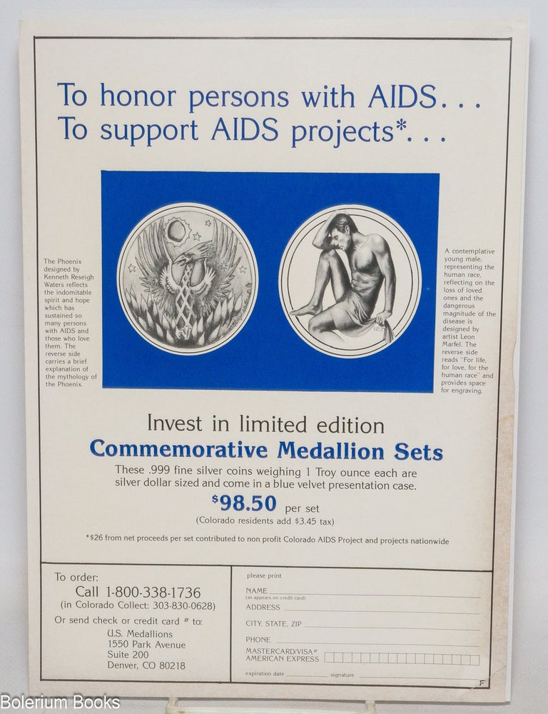 To Honor Persons With AIDS ... to support AIDS projects, invest in ...